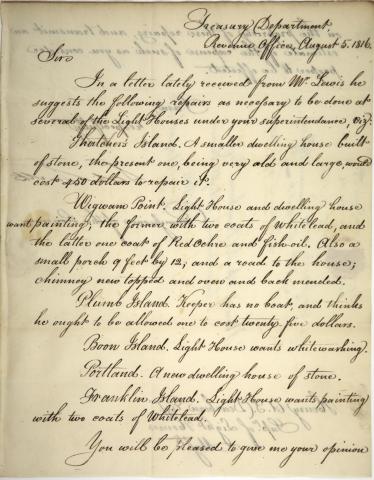Winslow Lewis' Recommendations For Repairs | USLHS Digital Archive
